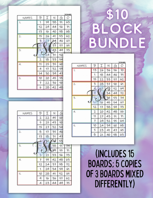 Block Bundle 15 Boards 1-75 Ball – TSCBoards